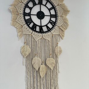 Macrame Wall Clock, Macrame Wood Wall Clock, Boho Style Wall Clock ...