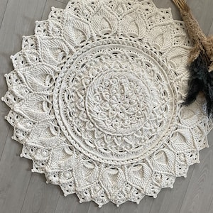 Crochet Round Rug, Knitted Carpet Rug, Macrame Rug, Hand Knitted Rug ...