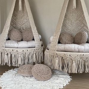 Natural Cotton Macrame Swing, Hanging Chair, Hängesessel, Swing Chair ...