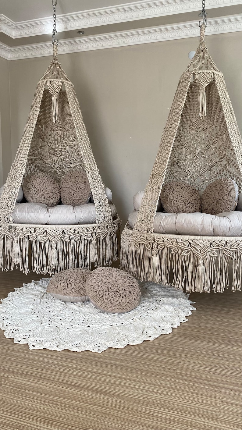 Natural Cotton Macrame Swing, Hanging Chair, Hängesessel, Swing Chair ...