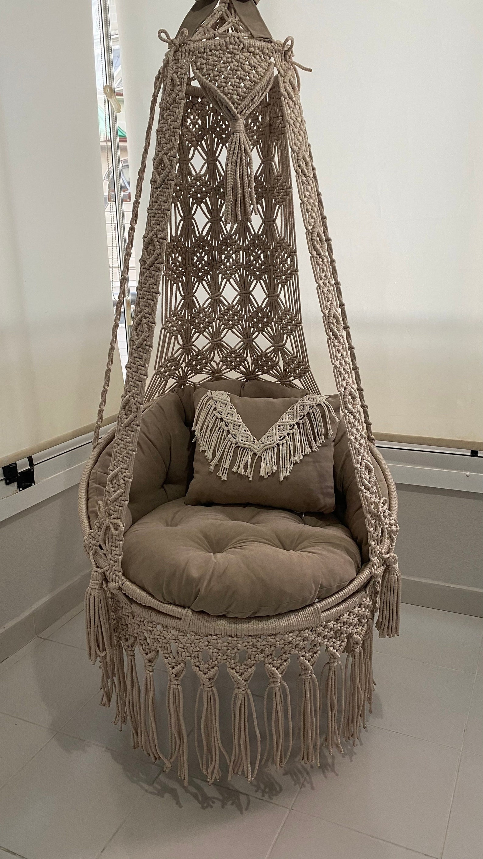 Macrame Hanging Chair, Macrame Porch Rocking Swing, Hammock Chair ...