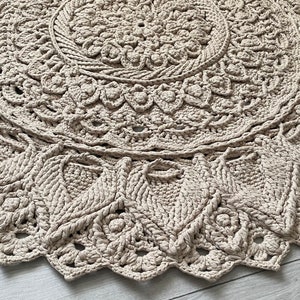 Crochet Round Rug, Knitted Carpet Rug, Macrame Rug, Hand Knitted Rug ...