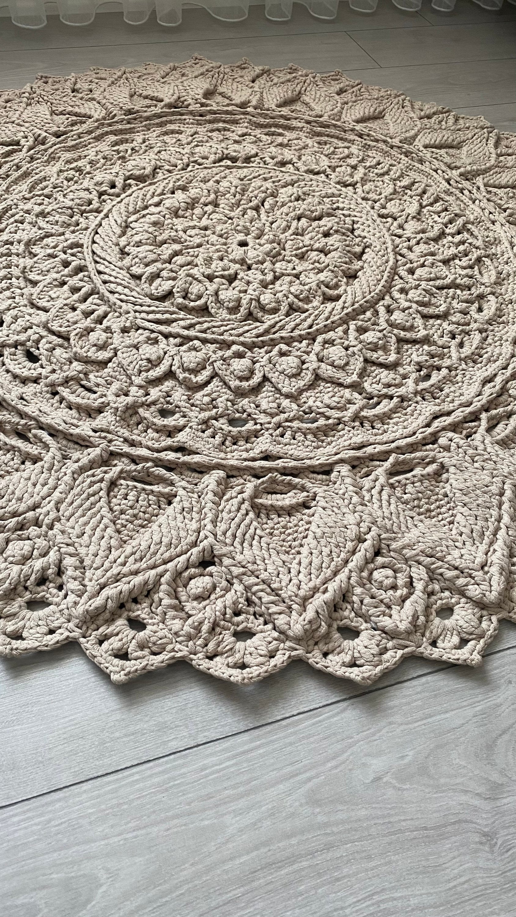 Natural Crochet Bath Mat, Crochet Round Rug, Knitted Carpet Rug ...