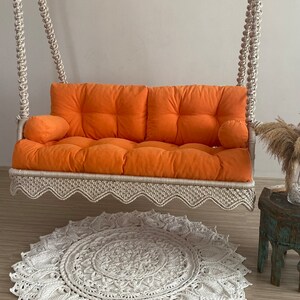 Macrame Balcony Swing, Garden Chair, Hanging Chair, Rocking Bed Swing ...