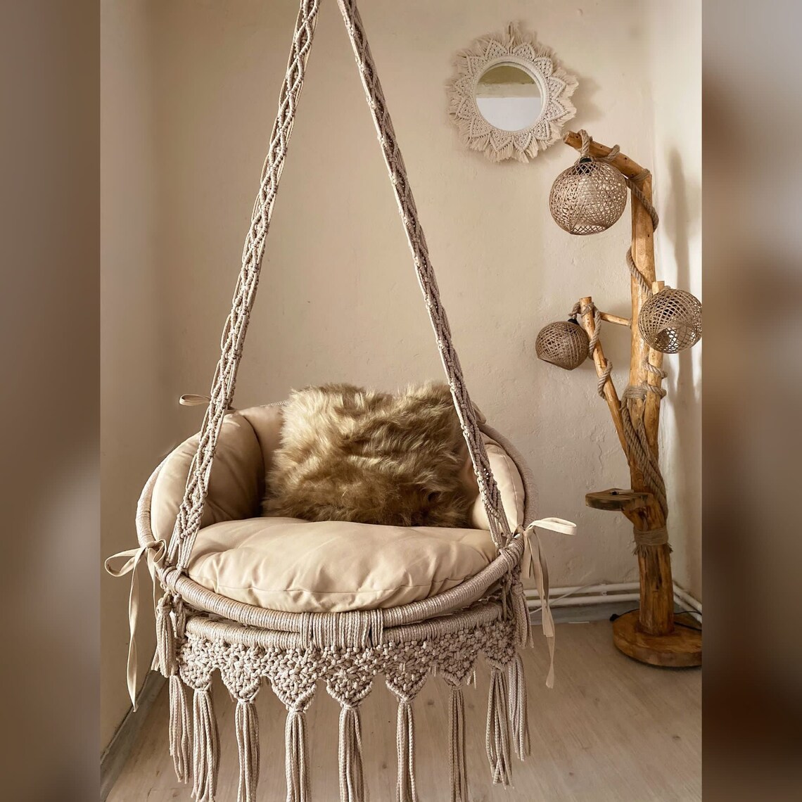 Macrame Hammock Chair Macrame Round Swing Hanging Cotton - Etsy