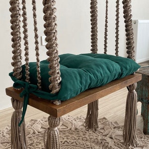 Vintage Tree Swing, Wooden Rope Swing, Solid Oak Painted Adults Tree Swing, Outdoor Swing ...