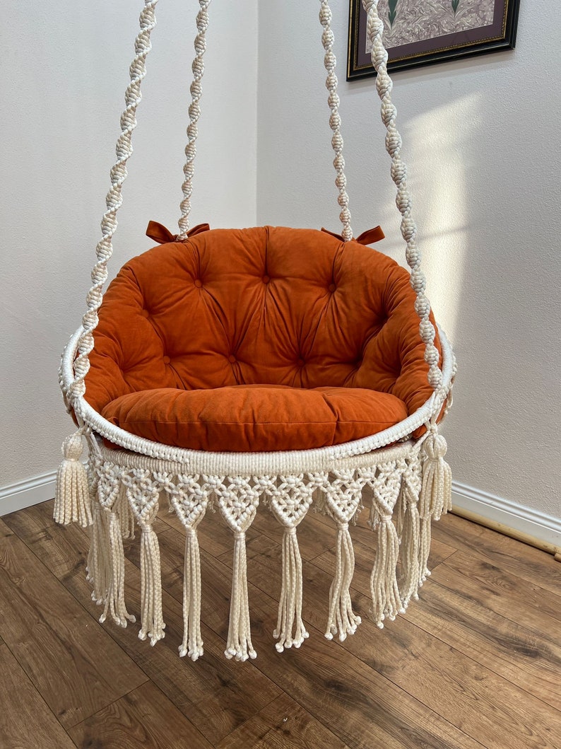 Macrame Swing Macrame Hanging Chair Macrame Round Swing - Etsy