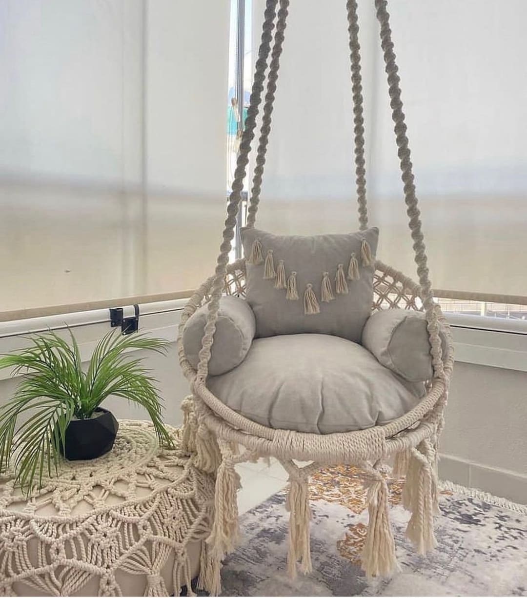 Macrame Hanging Chair, Macrame Porch Rocking Swing, Hammock Chair ...