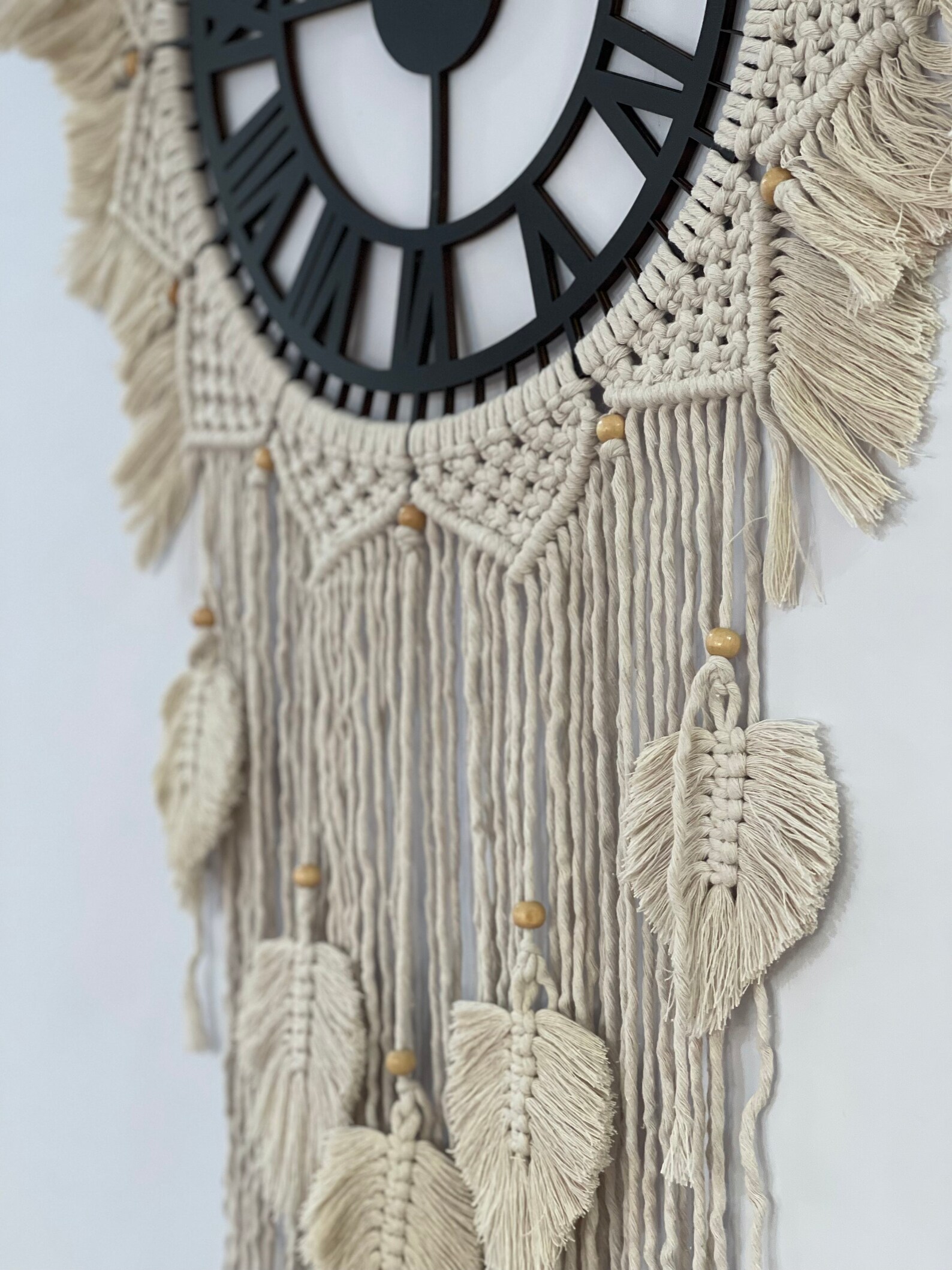 Macrame Wall Clock Macrame Wood Wall Clock Boho Style Wall - Etsy
