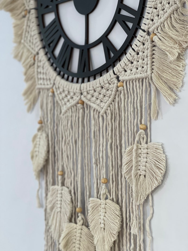 Macrame Wall Clock Macrame Wood Wall Clock Boho Style Wall - Etsy