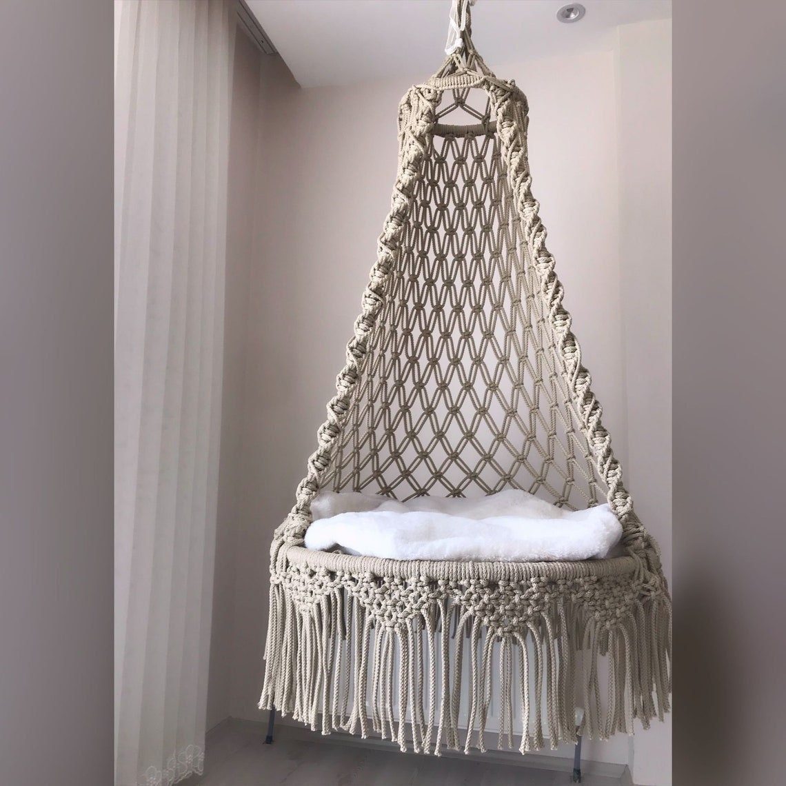 Macrame Swing, Macrame Hammock Chair, Macrame Round Swing, Hanging ...