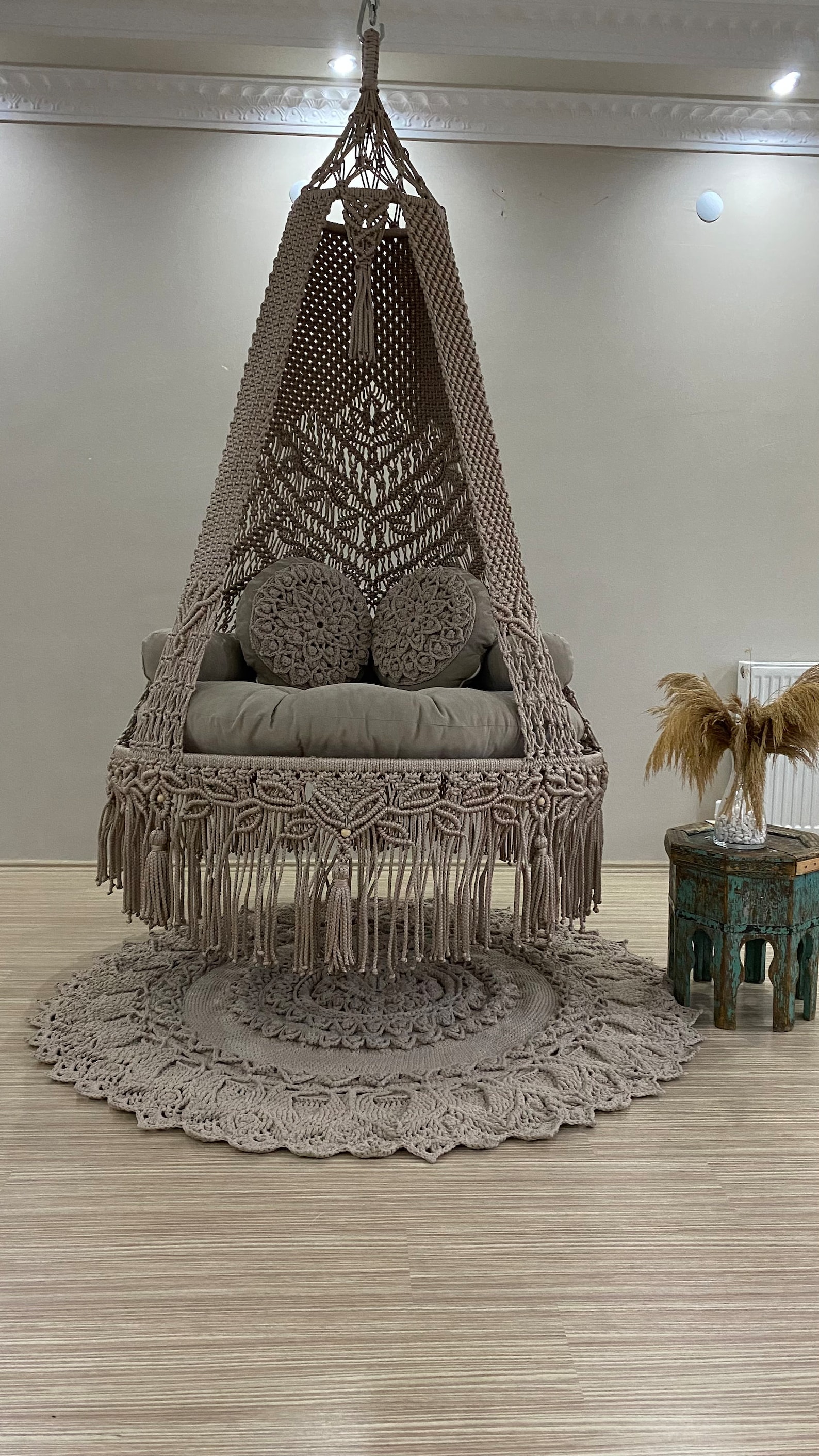Cotton Macrame Hanging Swing for Patio | Swing for Adults and Children ...
