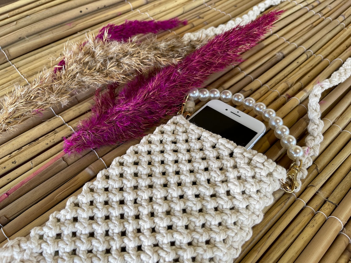 Macrame Bag / Macrame Purse / Macrame Cell Phone Bag With - Etsy