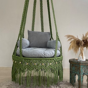NEW Cotton Macrame Swing, Hanging Chair, Hängesessel, Swing Chair, Macrame Rocking Swing Chair ...