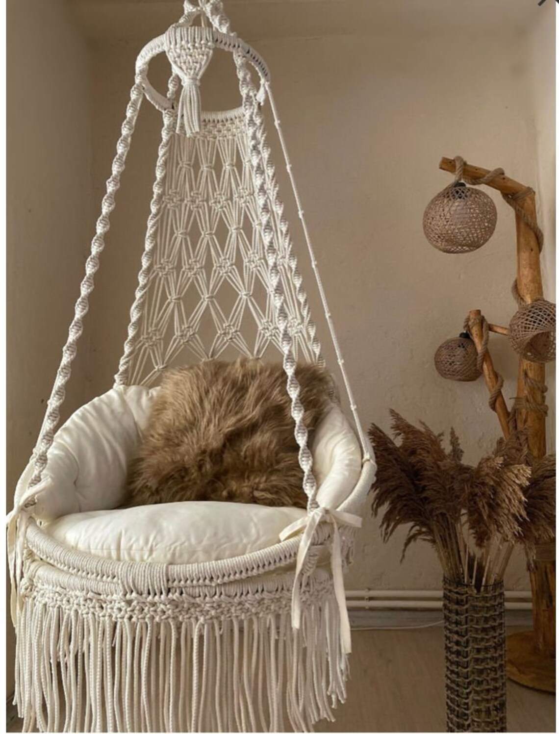 Macrame Hanging Chair, Macrame Porch Rocking Swing, Hammock Chair ...