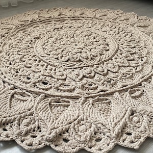 Crochet Round Rug, Knitted Carpet Rug, Macrame Rug, Hand Knitted Rug ...