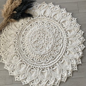 Crochet Round Rug, Knitted Carpet Rug, Macrame Rug, Hand Knitted Rug ...