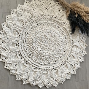 Crochet Round Rug, Knitted Carpet Rug, Macrame Rug, Hand Knitted Rug ...