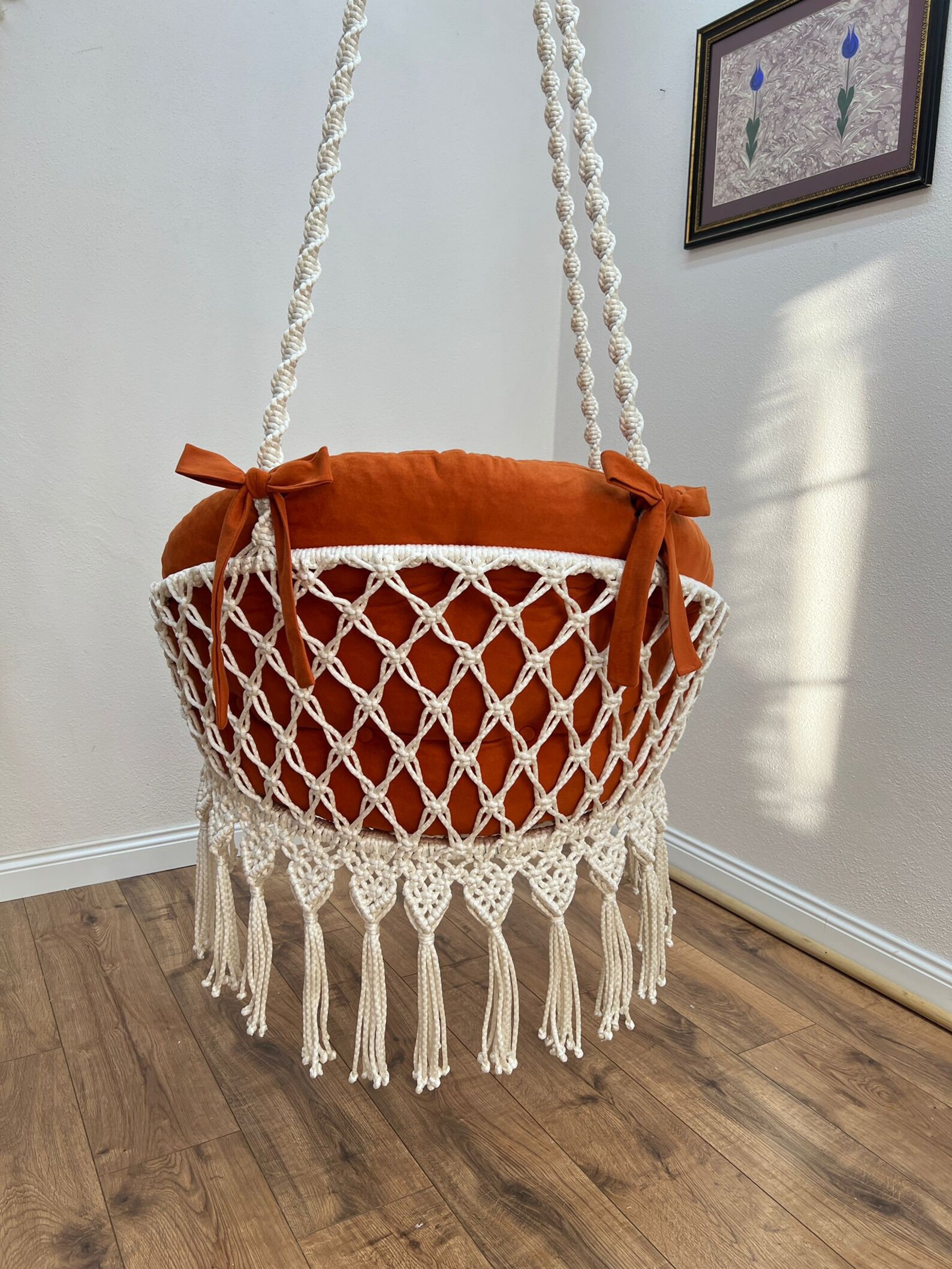 Macrame Swing Macrame Hanging Chair Macrame Round Swing - Etsy
