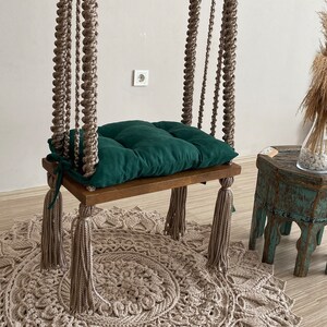 Vintage Tree Swing, Wooden Rope Swing, Solid Oak Painted Adults Tree Swing, Outdoor Swing ...