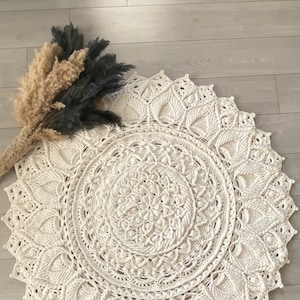 Crochet Round Rug, Knitted Carpet Rug, Macrame Rug, Hand Knitted Rug ...