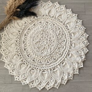 Crochet Round Rug, Knitted Carpet Rug, Macrame Rug, Hand Knitted Rug ...