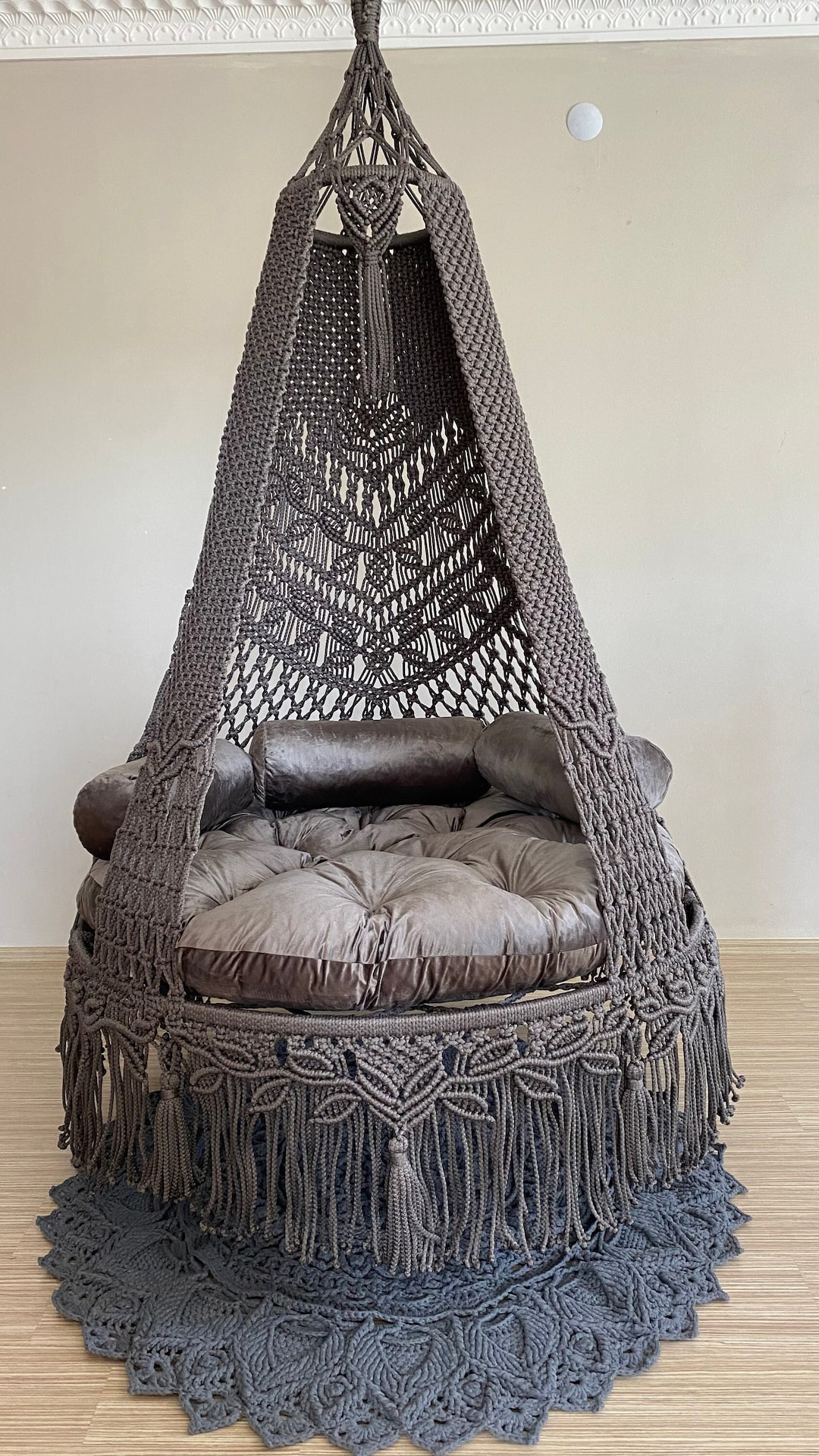 Brown Macrame Hanging Chair: Boho Patio Double Swing - Etsy