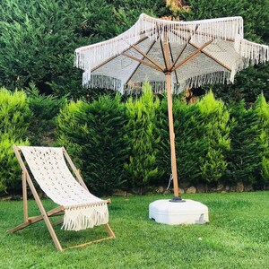 Macrame Umbrella Made of Beech Wood, Macrame Beach Umbrella, With ...