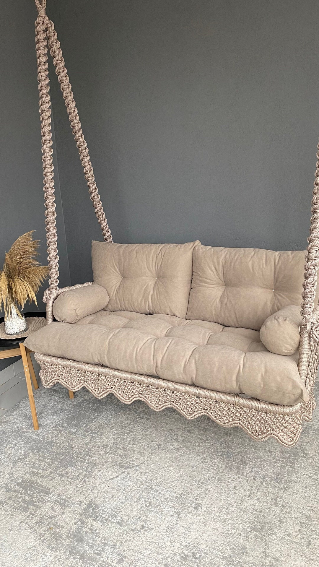 Macrame Balcony and Garden Swing Chair, Hanging Chair, Rocking Bed ...