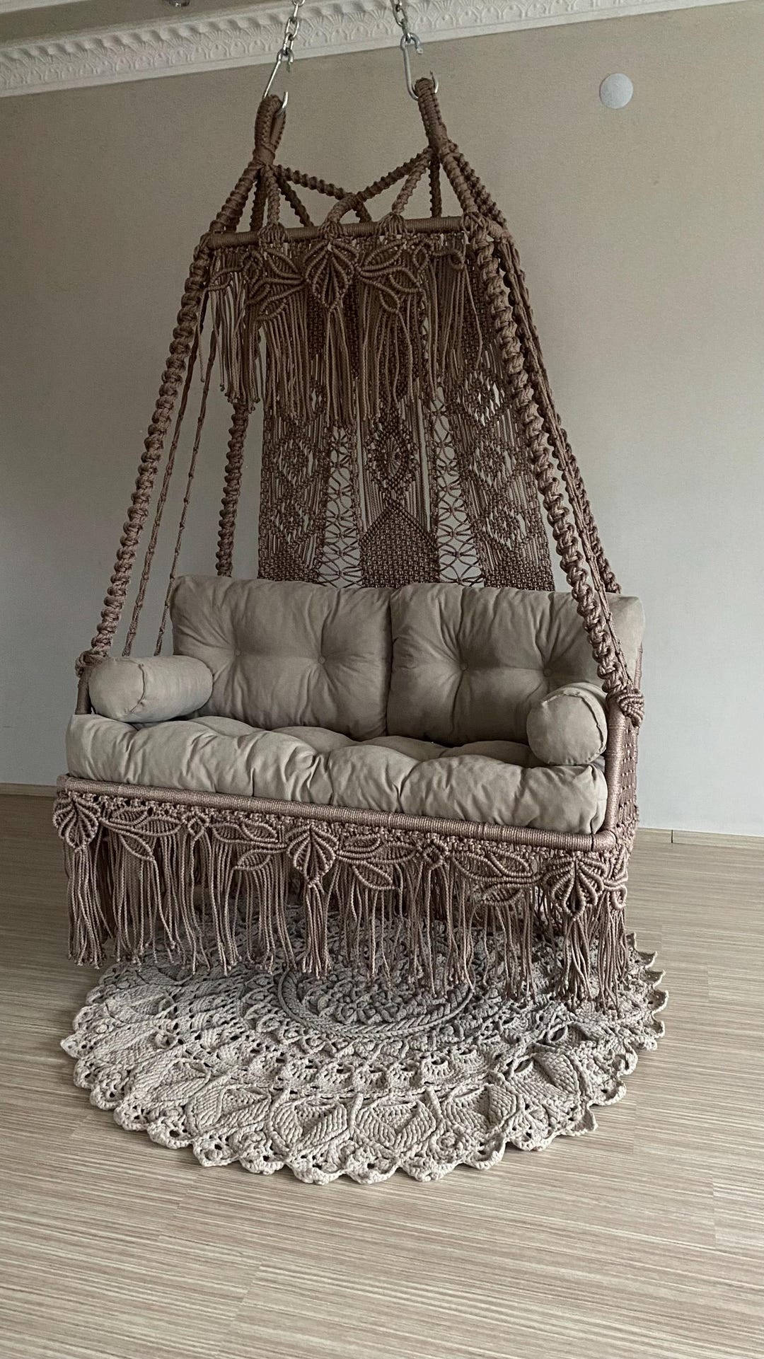 Macrame Balcony and Garden Swing Chair, Hanging Chair, Rocking Bed ...