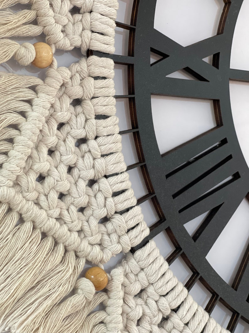 Macrame Wall Clock Macrame Wood Wall Clock Boho Style Wall - Etsy