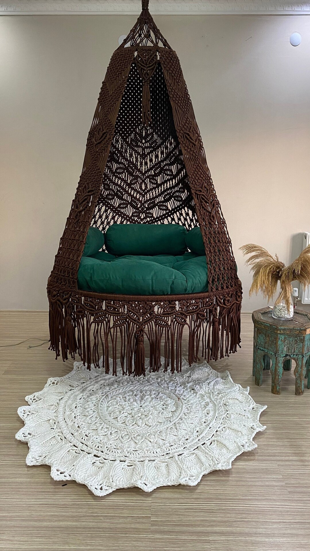 Brown Cotton Macrame Swing, Hanging Chair, Hängesessel, Swing Chair ...