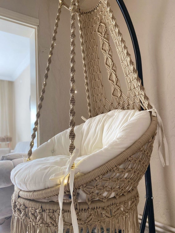 Macrame saucer chair store