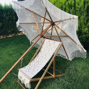 Macrame Umbrella Made of Beech Wood, Macrame Beach Umbrella, With ...
