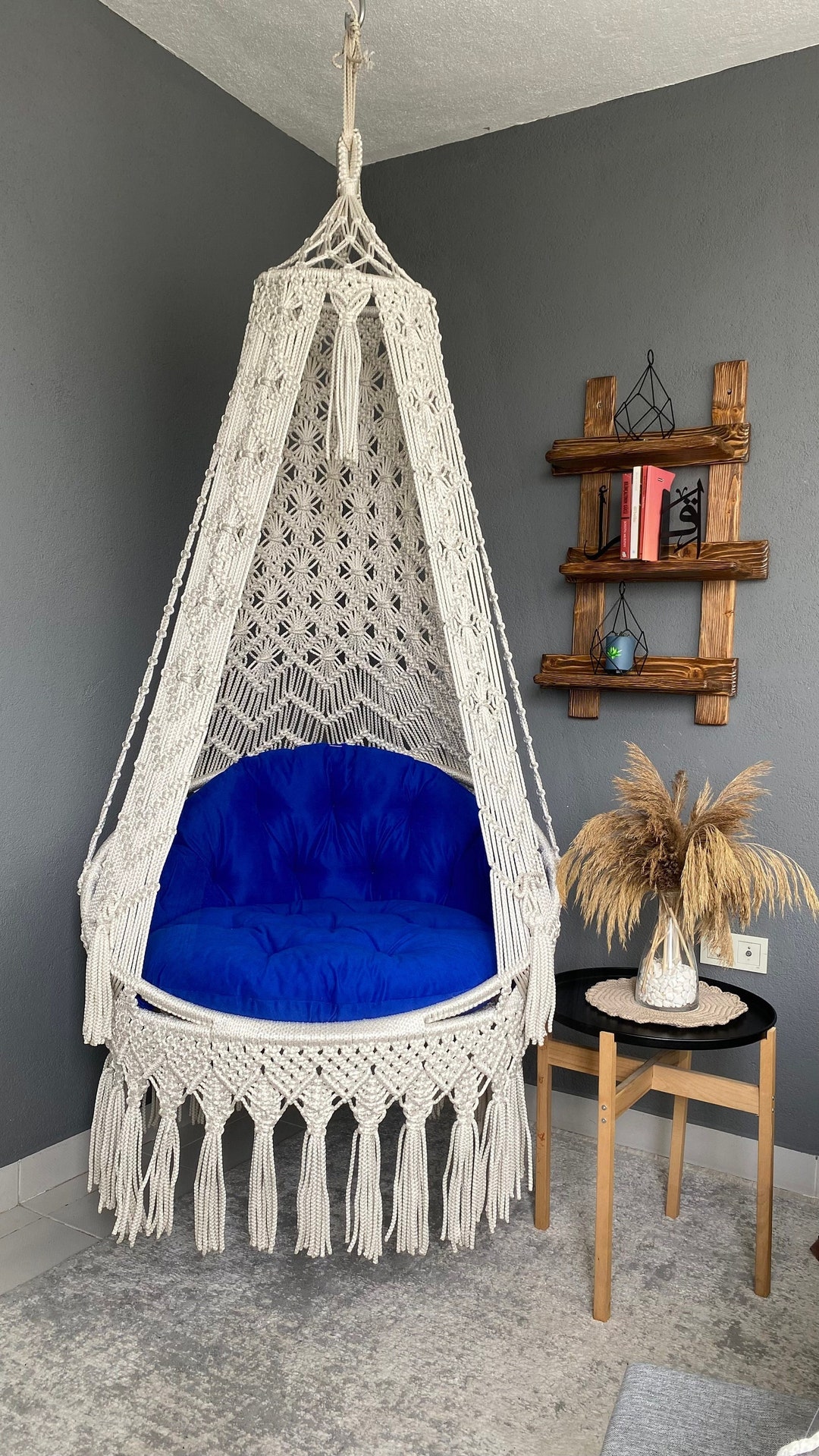 Beige Cotton Macrame Swing, Hanging Chair, Hängesessel, Swing Chair ...