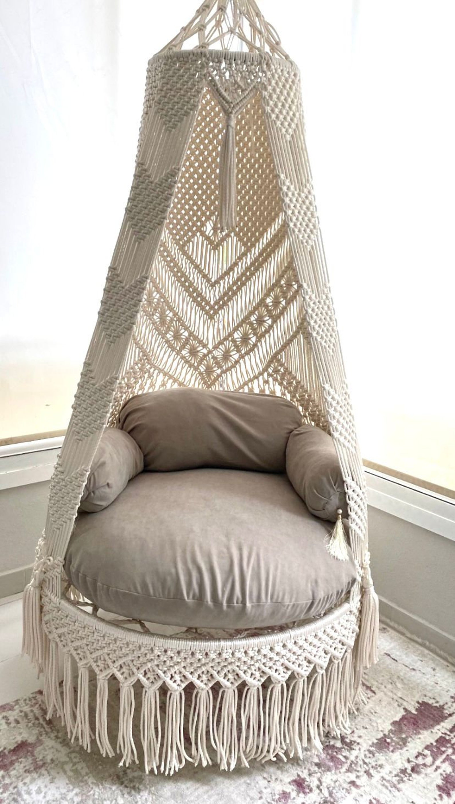 Macrame Swing Macrame Hammock Chair Macrame Round Swing - Etsy