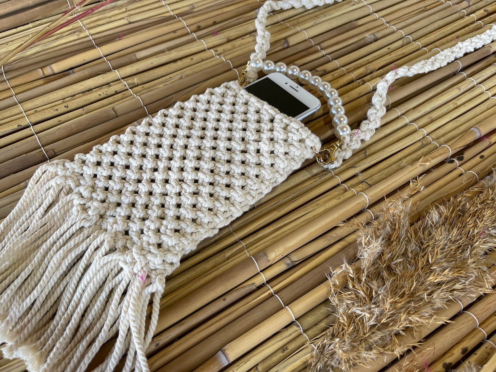 Macrame Bag / Macrame Purse / Macrame Cell Phone Bag With - Etsy
