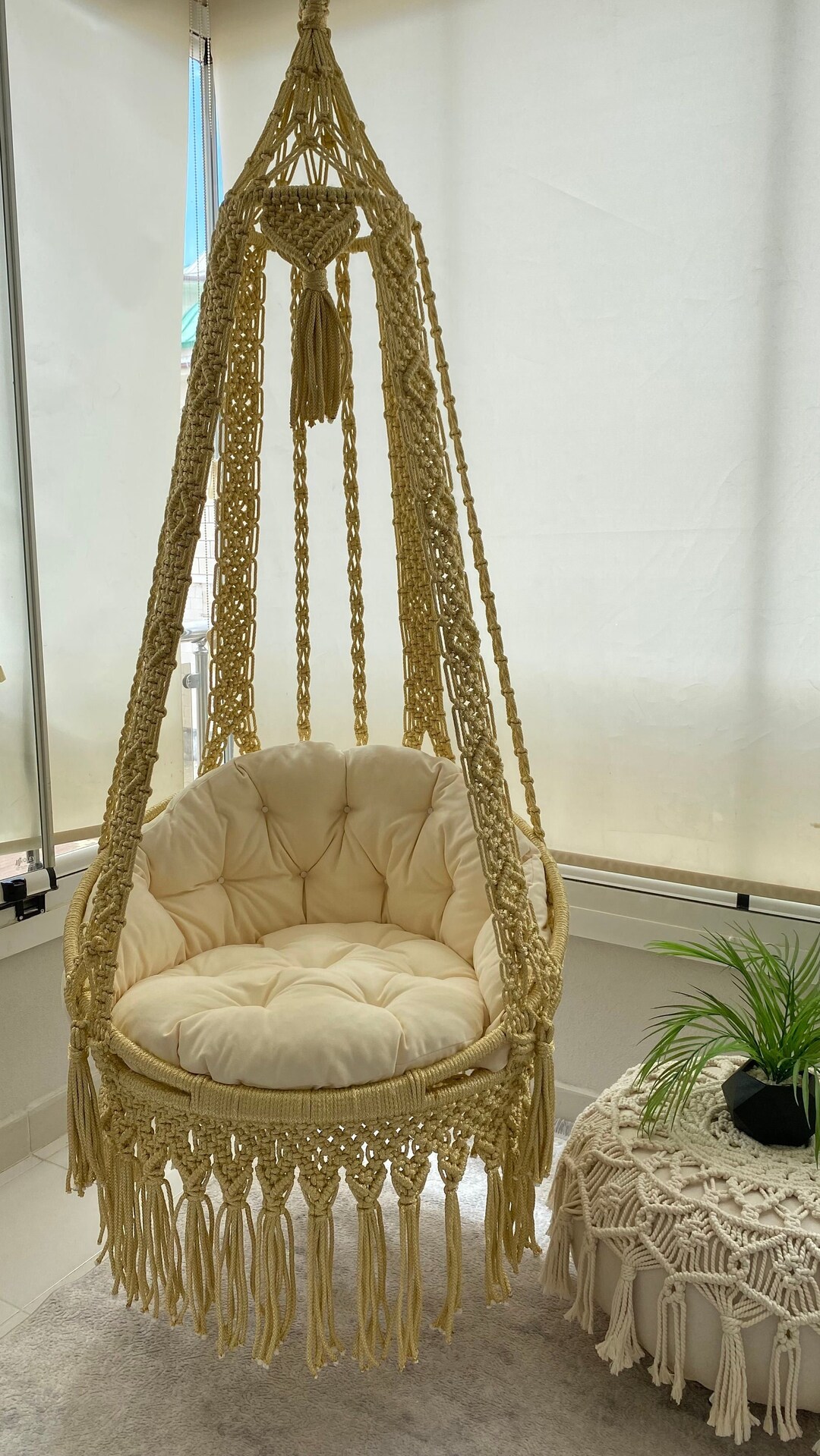 Macrame Hanging Chair, Macrame Porch Rocking Swing, Hammock Chair ...