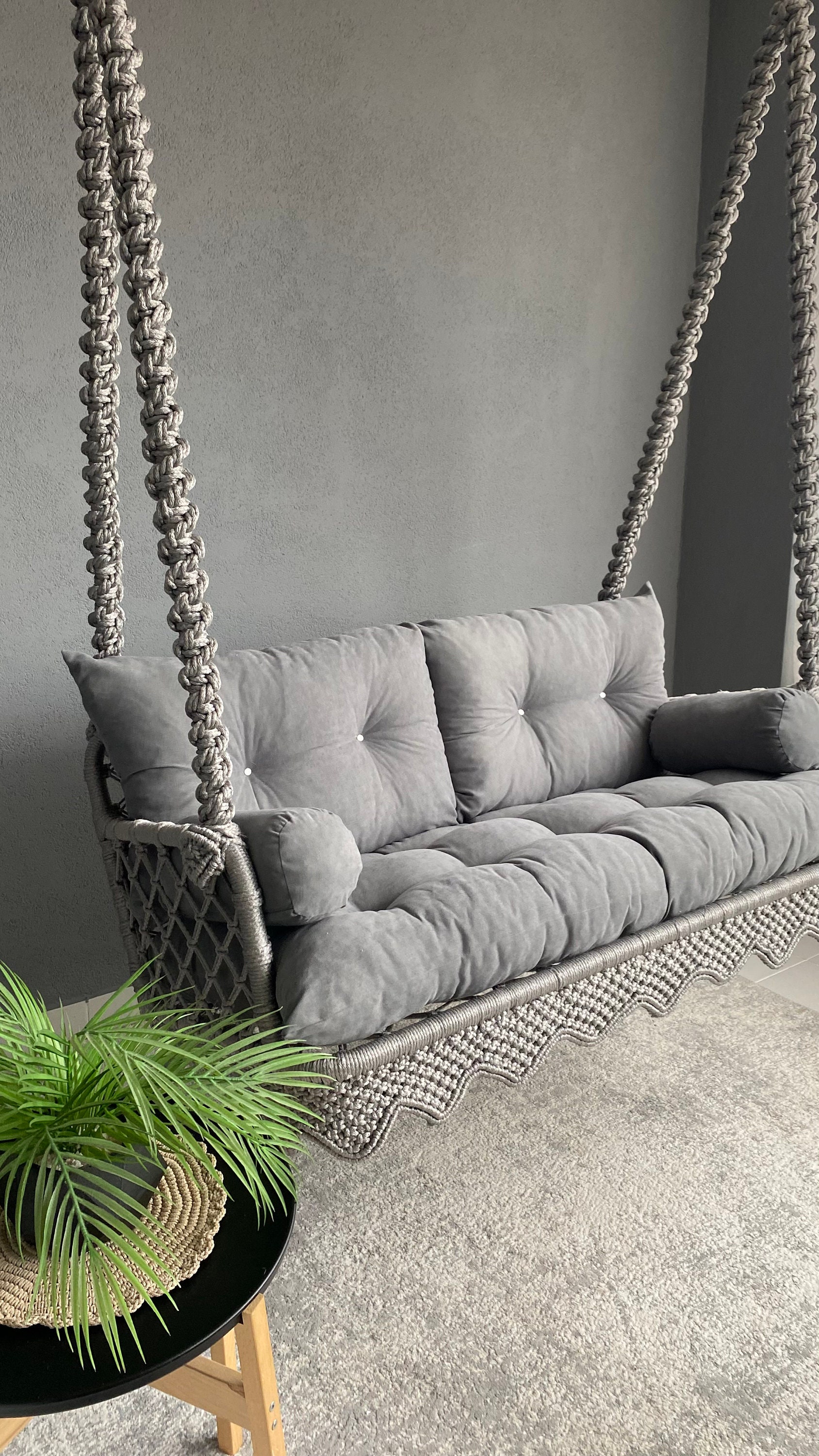 Macrame Balcony and Garden Swing Chair, Hanging Chair, Rocking Bed ...