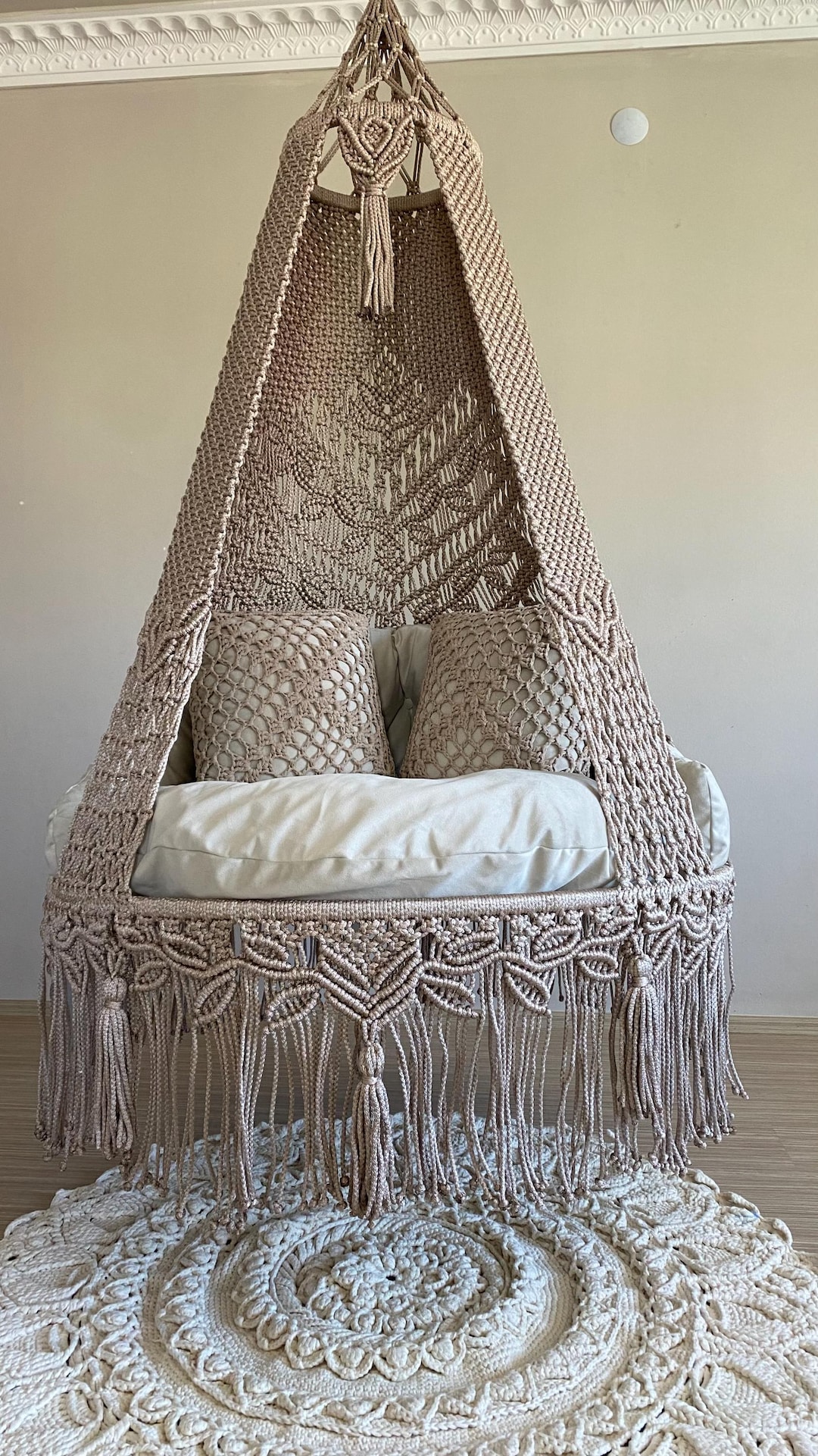Hanging Macrame Swing Chair With Pillows: Boho Decor - Etsy