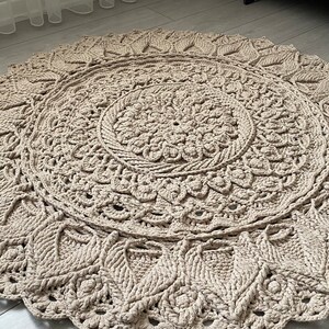 Crochet Round Rug, Knitted Carpet Rug, Macrame Rug, Hand Knitted Rug ...