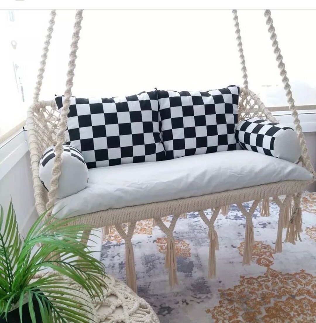 Macrame Hanging Chair Swing, Large Macrame Rocking Swing, Hanging ...