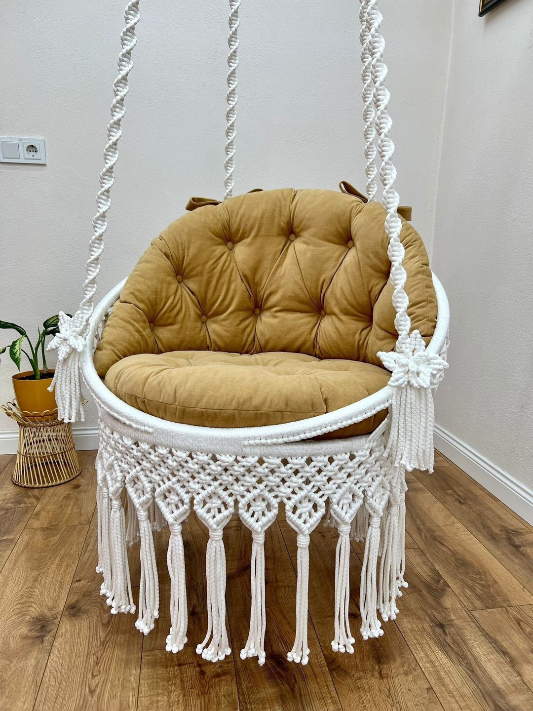 Macrame Hanging Chair, Macrame Porch Rocking Swing, Hammock Chair ...