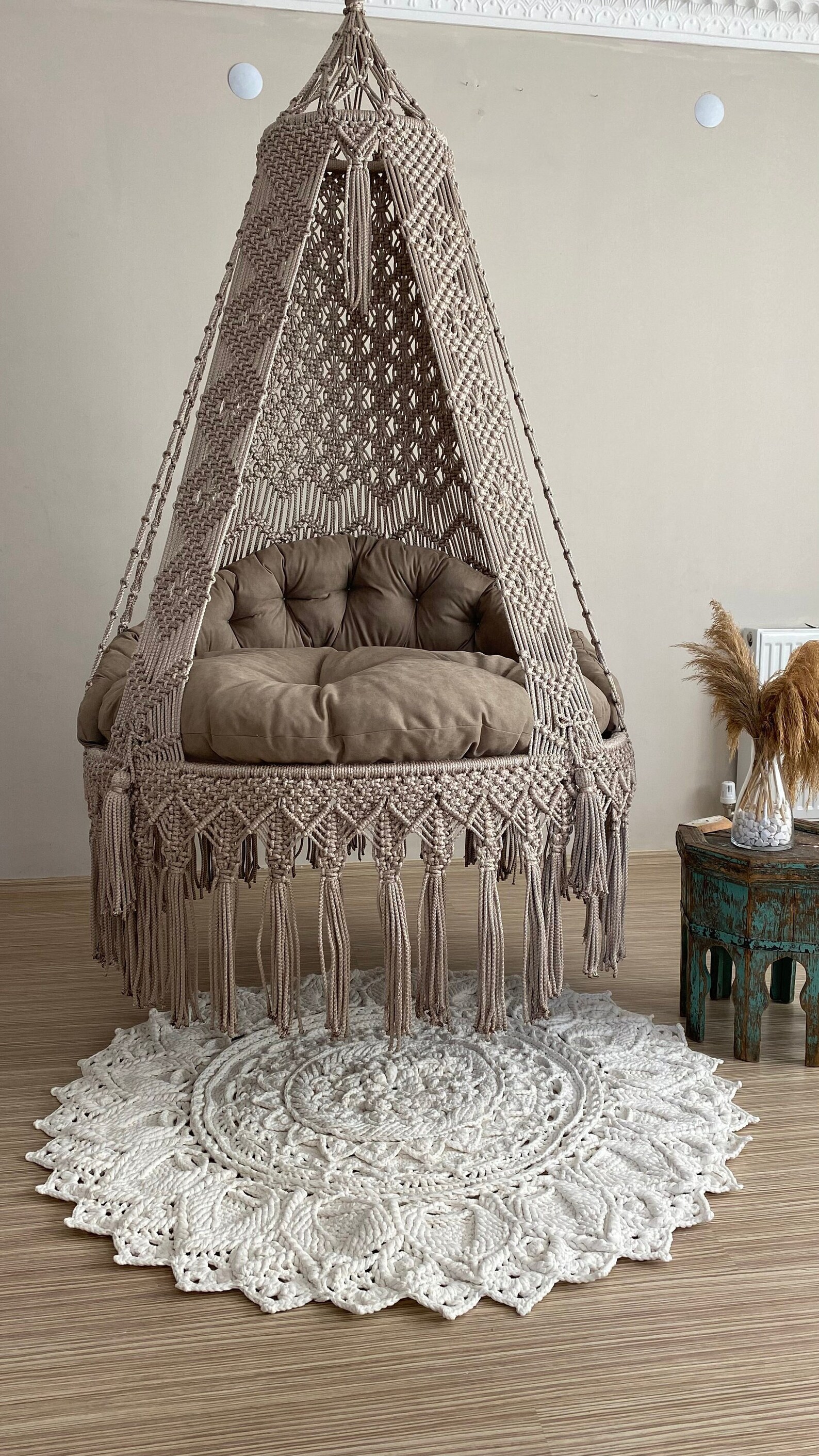 Cotton Macrame Swing, Hanging Chair, Hängesessel, Swing Chair, Rocking ...