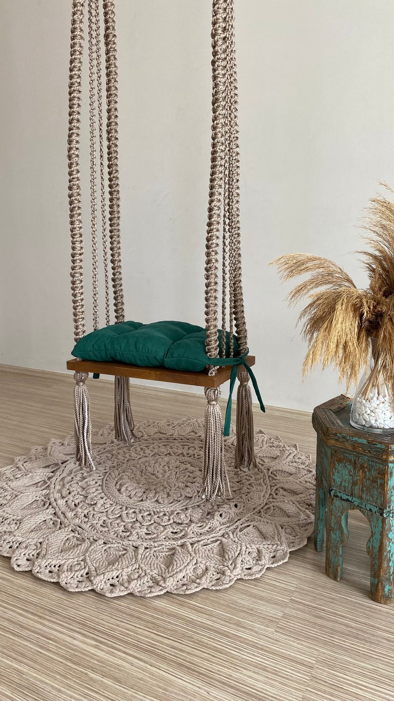 Vintage Tree Swing, Wooden Rope Swing, Solid Oak Painted Adults Tree Swing, Outdoor Swing ...