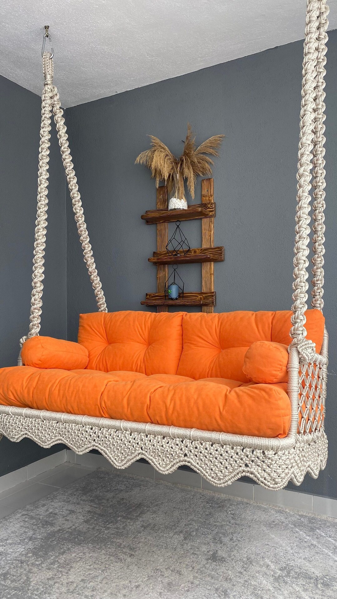 Macrame Balcony and Garden Swing Chair, Hanging Chair, Rocking Bed ...