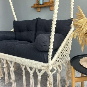 Macrame Hammock Chair, Large Macrame Rectangle Swing, Hanging Cotton ...