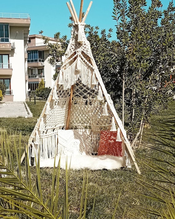Macrame Teepee Macrame Tent Tent Indoor or Outdoor Play or - Etsy
