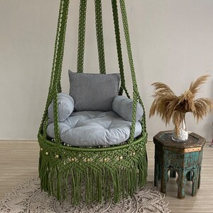 NEW Cotton Macrame Swing, Hanging Chair, Hängesessel, Swing Chair, Macrame Rocking Swing Chair ...