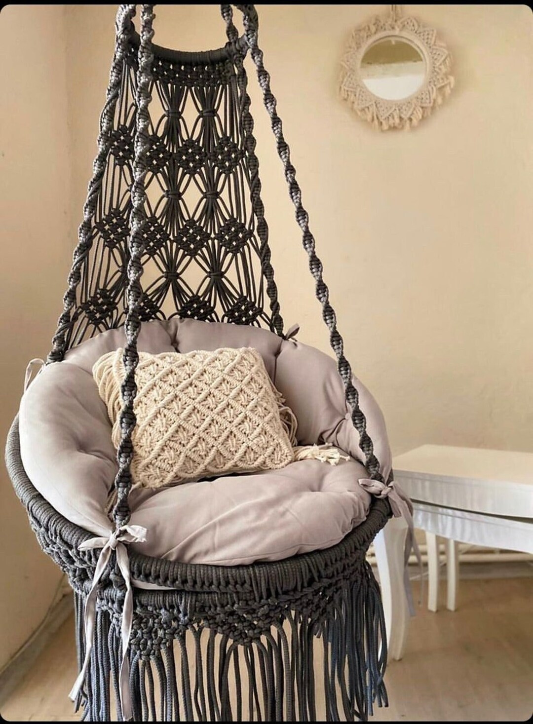 Macrame Swing, Macrame Hammock Chair, Macrame Round Swing, Hanging ...